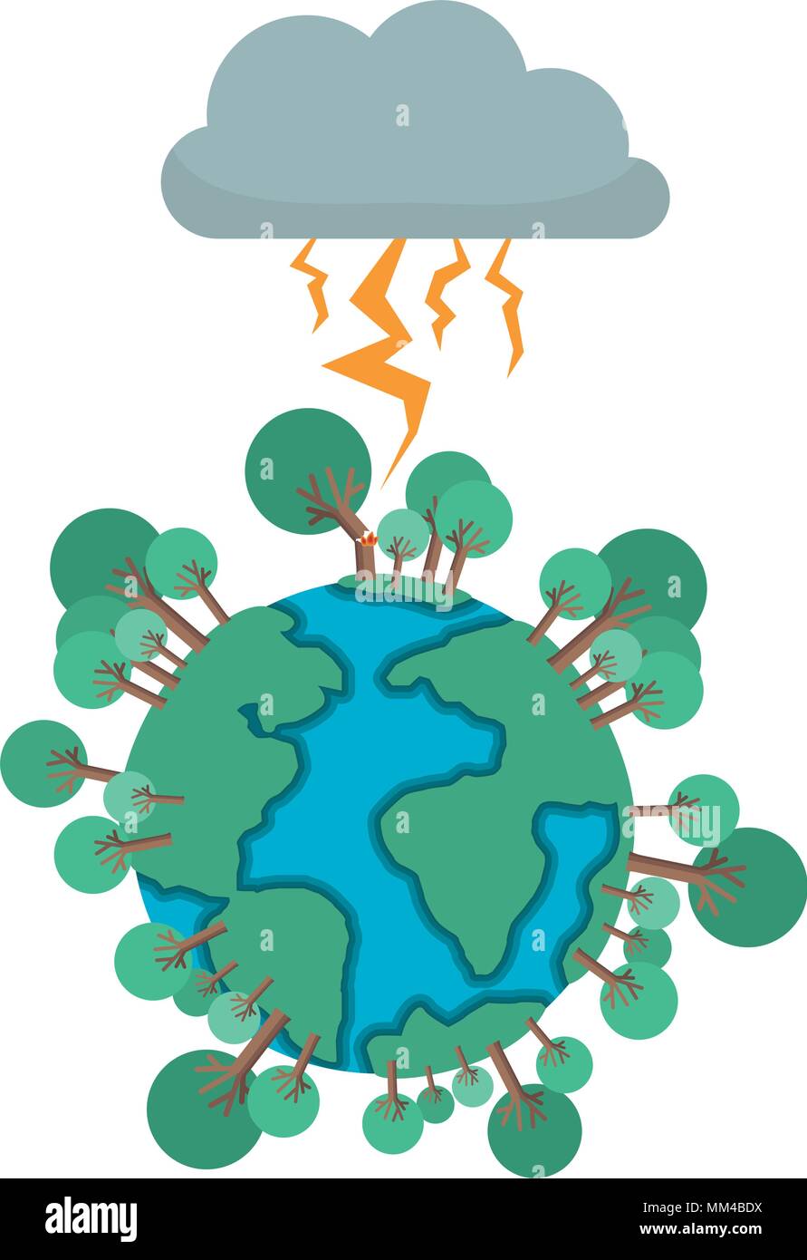 earth planet with electric strom natural disaster Stock Vector Image ...