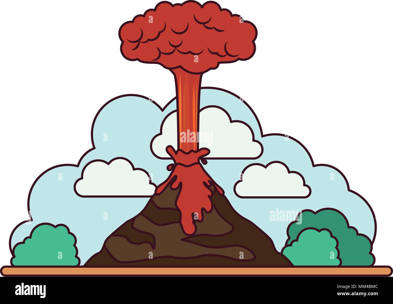 Erupting volcano with landscape scene natural disaster Stock Vector ...