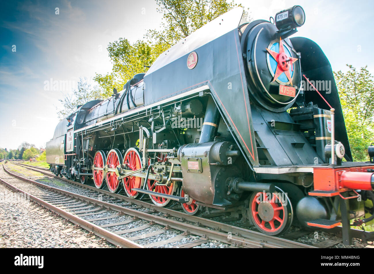 Brandys n / L, Czech Republic, April 28, 2018, Lokomotiva 475.1 ...