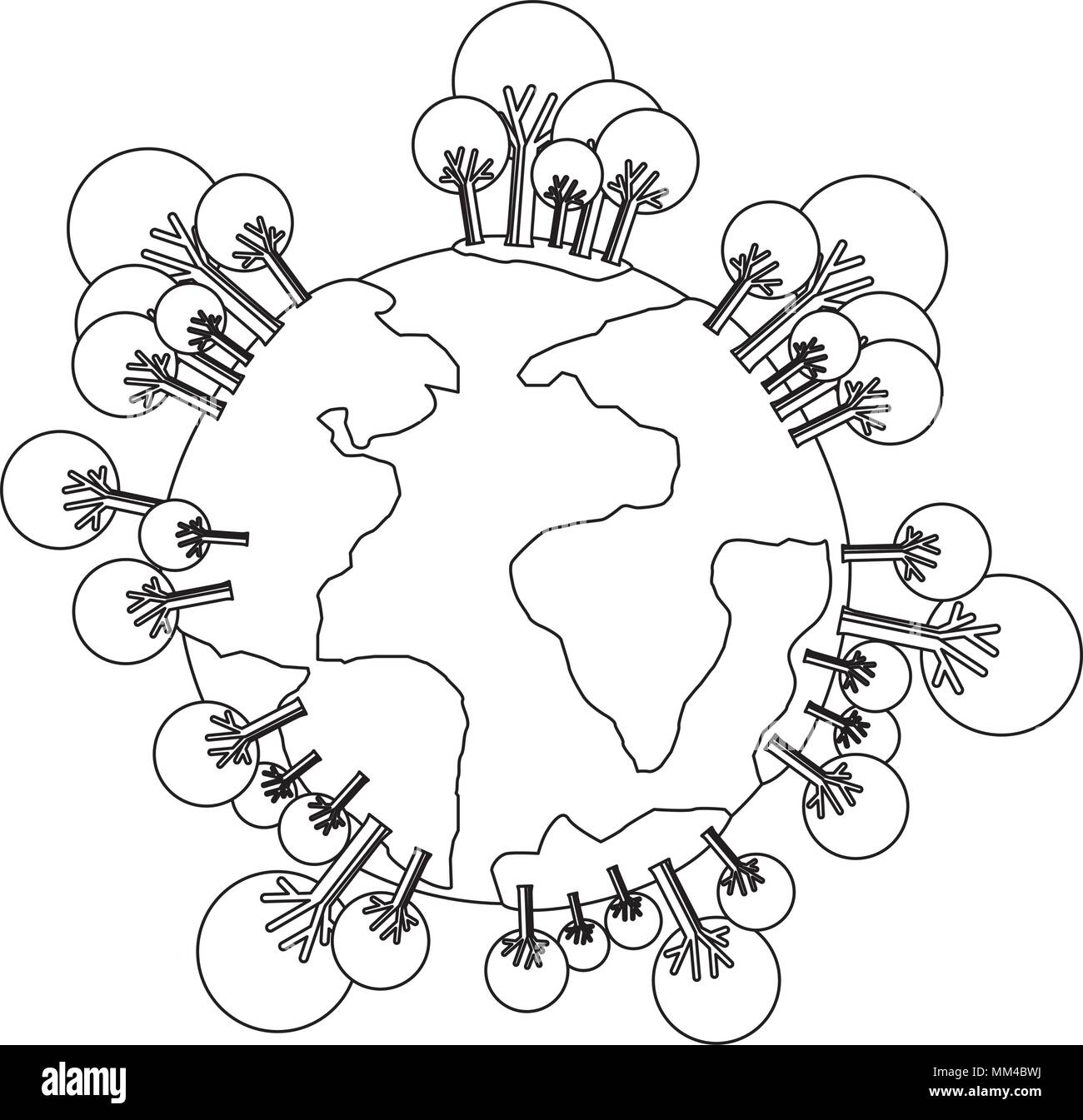 world planet earth with trees Stock Vector Image & Art - Alamy