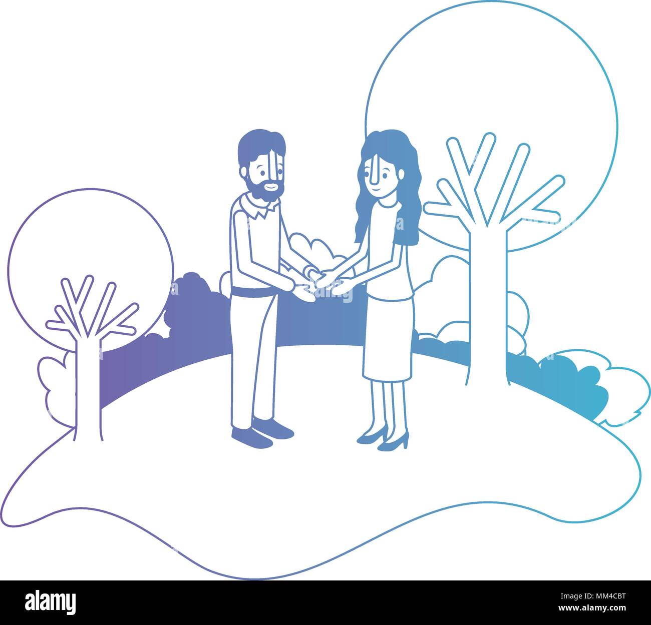 couple isometrics in field landscape avatars characters Stock Vector ...