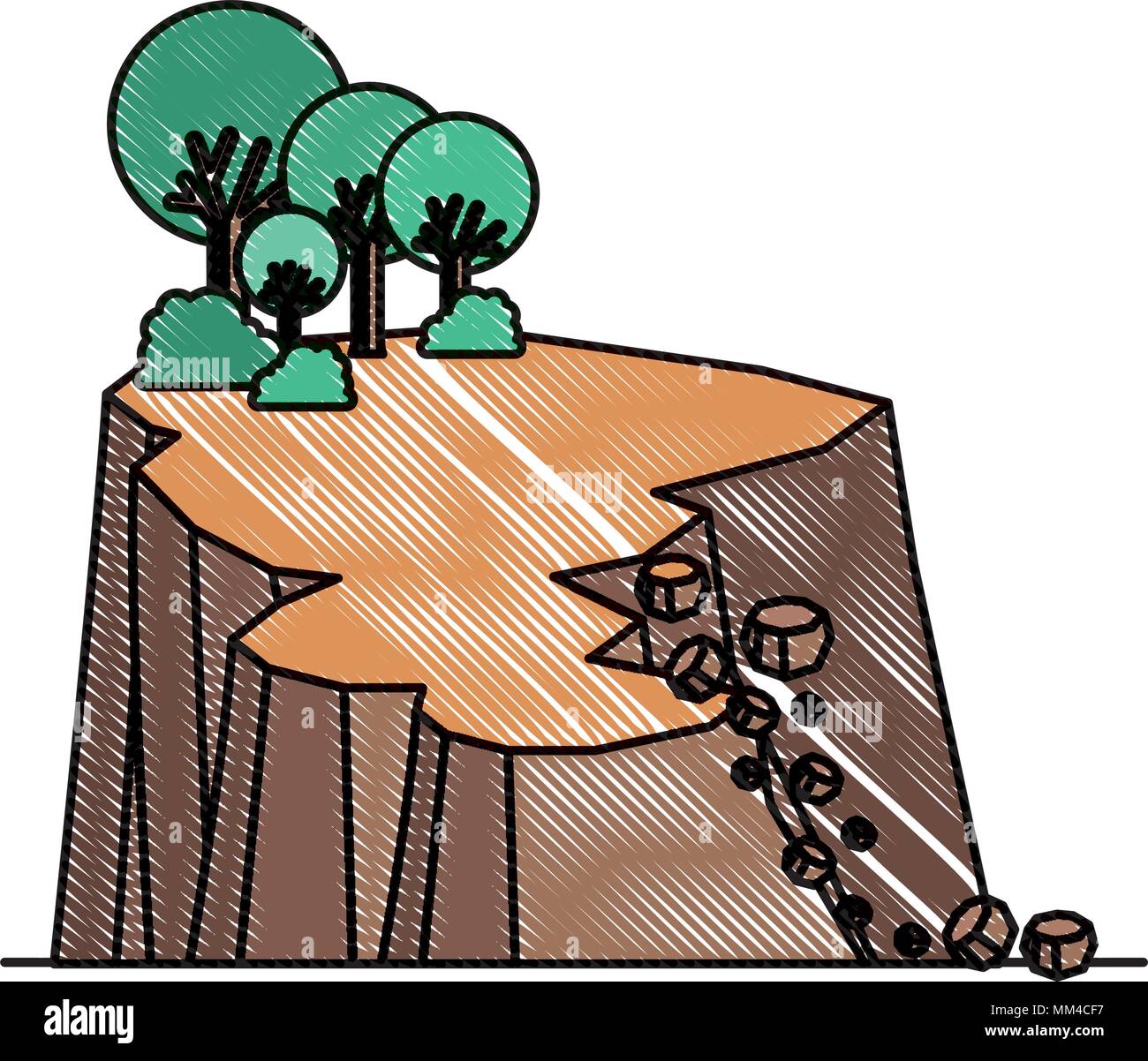Landslide at mountain slope Stock Vector Images - Alamy