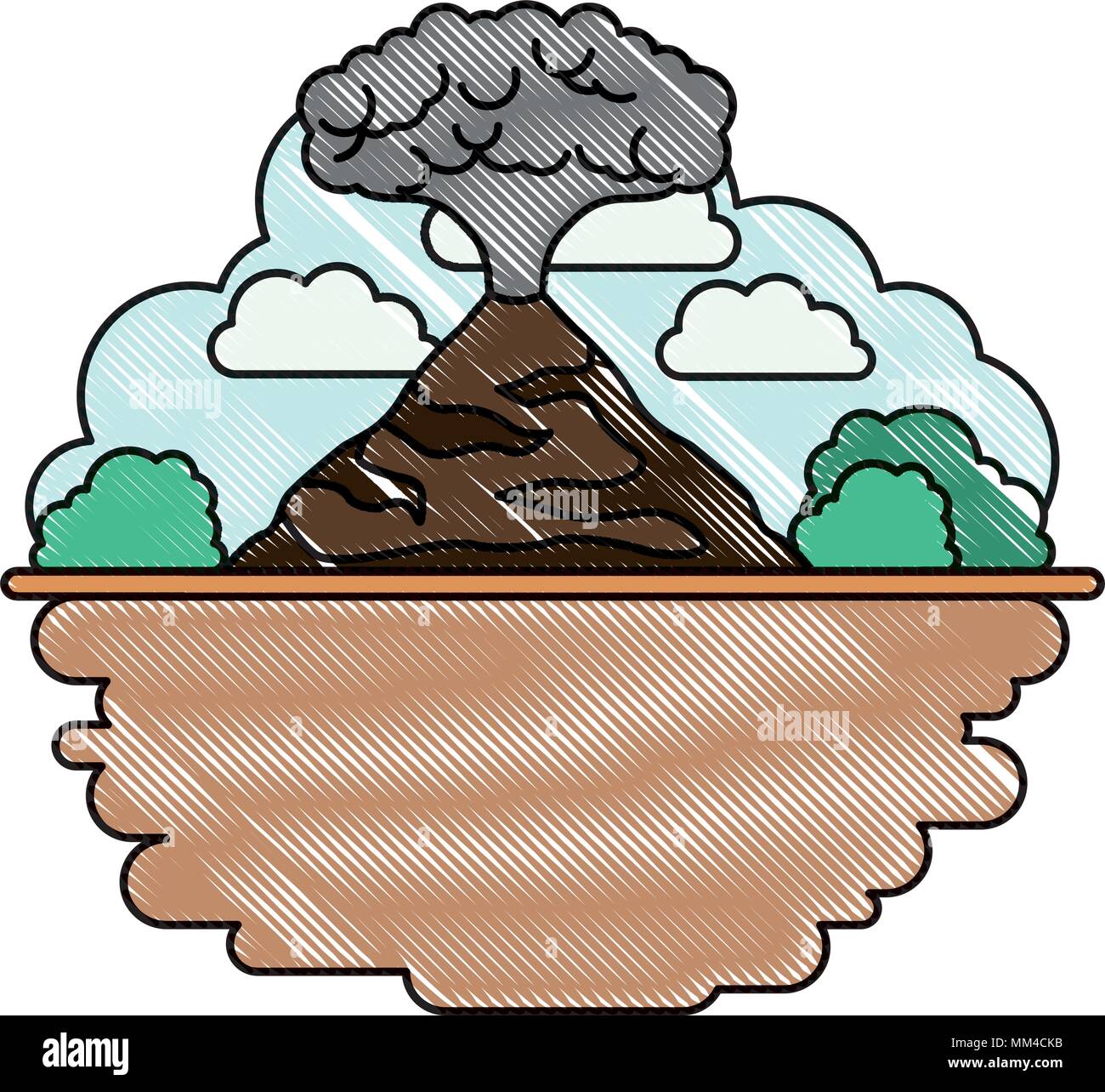 Erupting volcano with landscape scene natural disaster Stock Vector ...