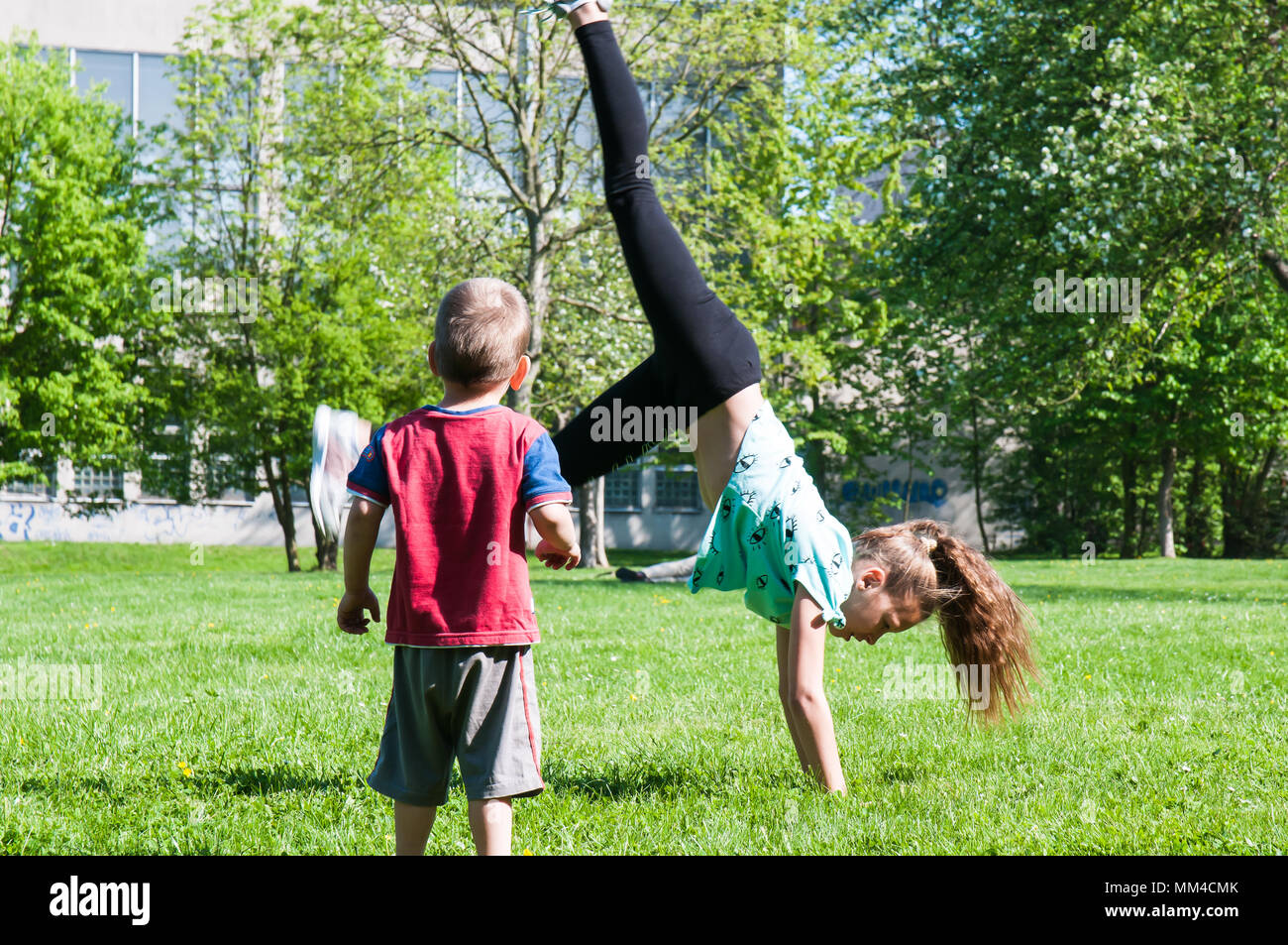 Kids playground at park group of children playing outdoor hi-res stock ...