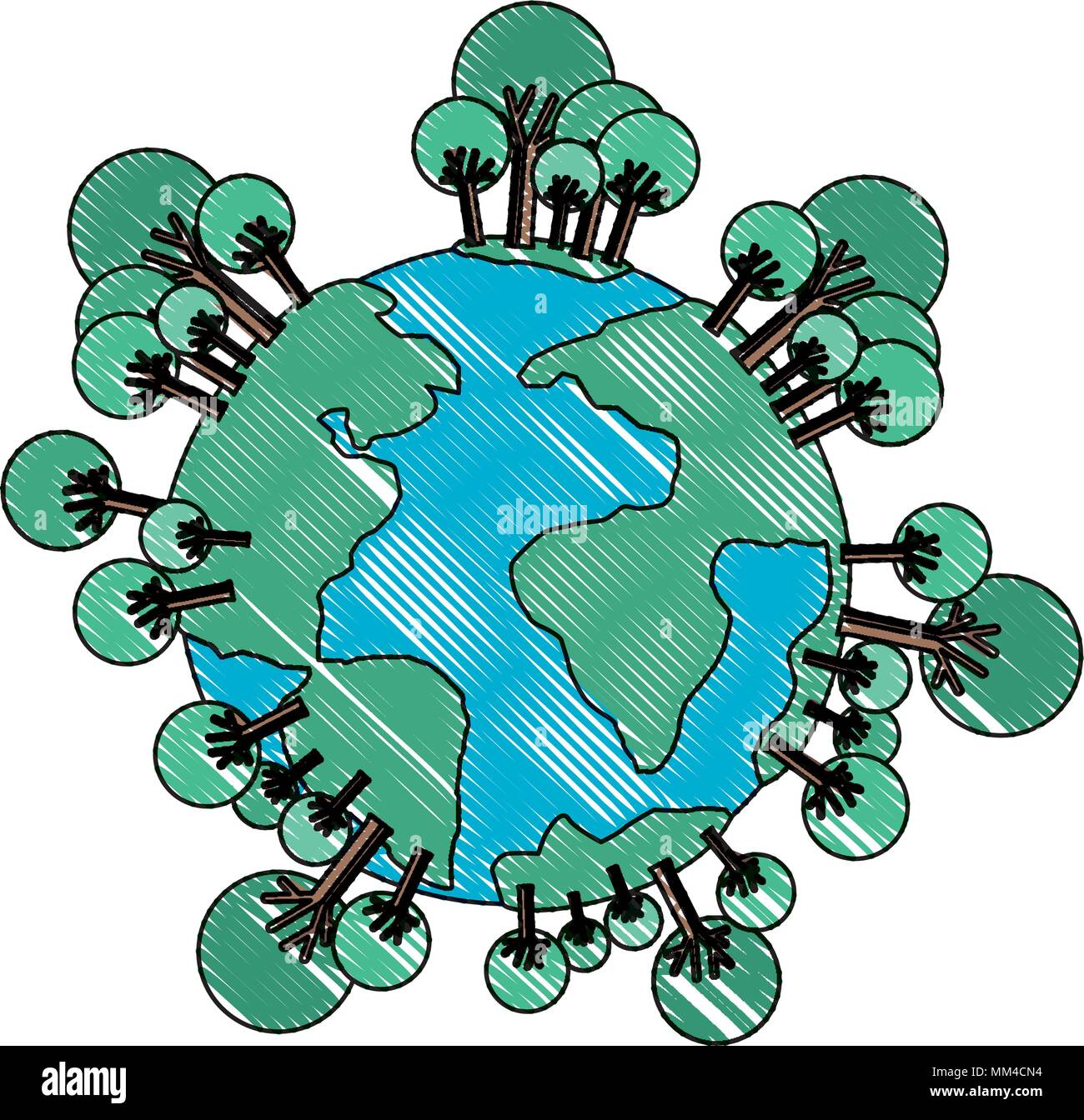 world planet earth with trees Stock Vector Image & Art - Alamy