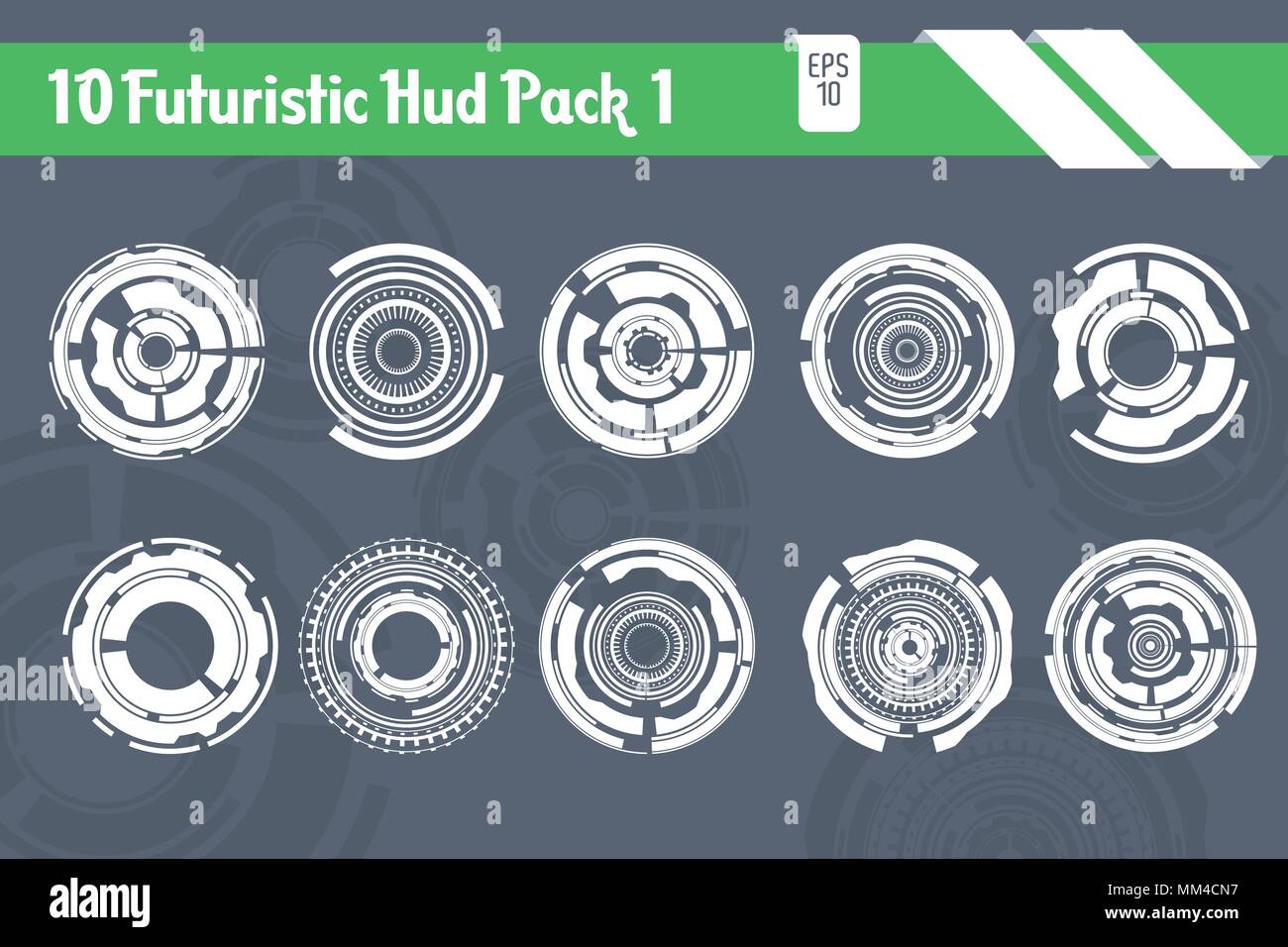 10 Futuristic HUD Elements Technology Hi Tech Vector pack Stock Vector ...