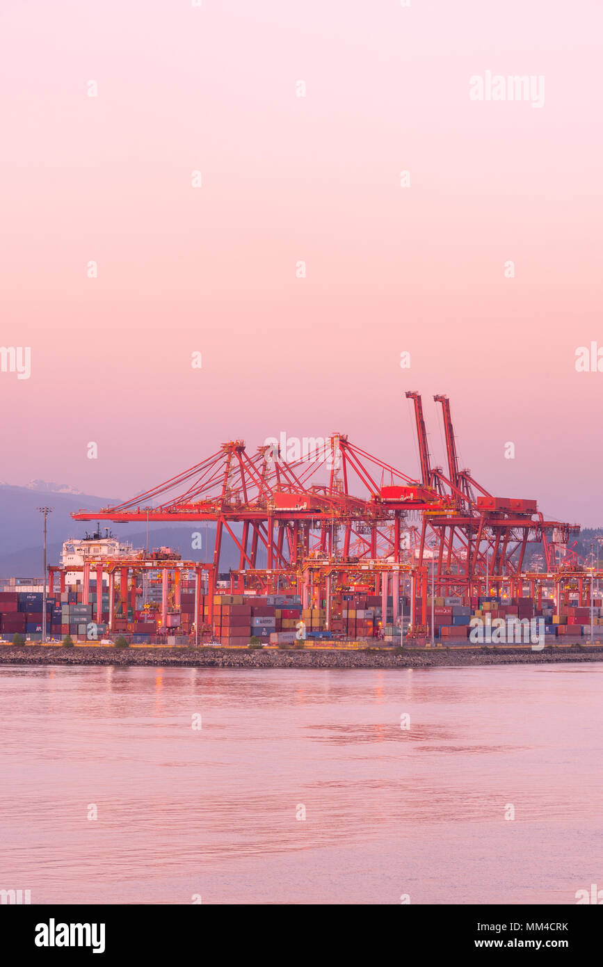 Container shipping in port of Vancouver, British Columbia, Canada Stock ...