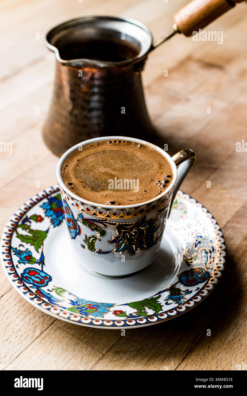 Turkish Coffee with Turkish Pot Cezve. Traditional Beverage Stock Photo ...
