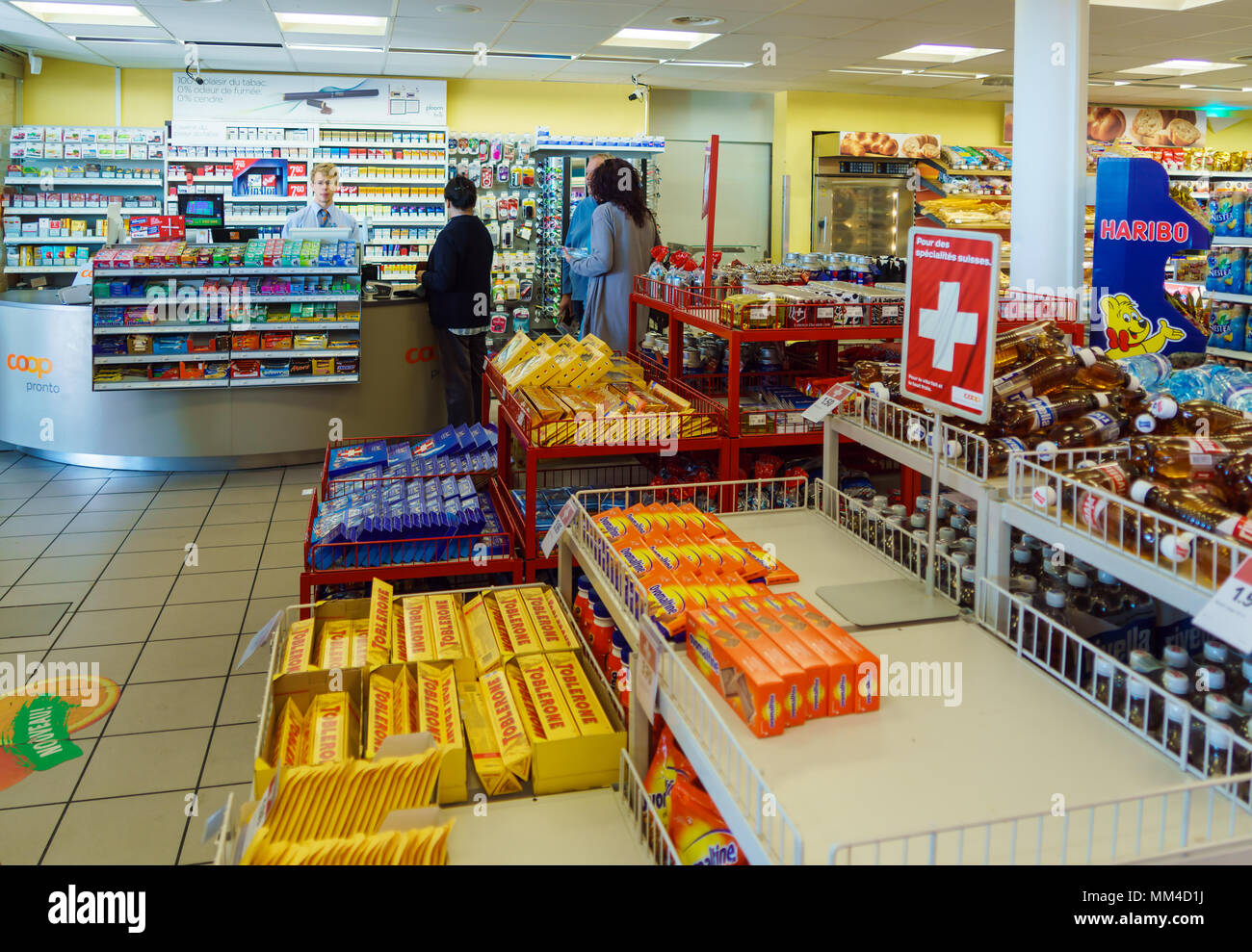 Geneva, Switzerland - October 18, 2017: The interior of a small Swiss ...