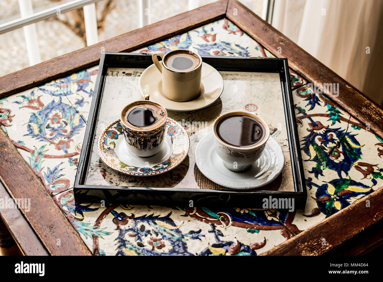 Turkish Coffee on ottoman surface. Traditional Beverage Stock Photo - Alamy