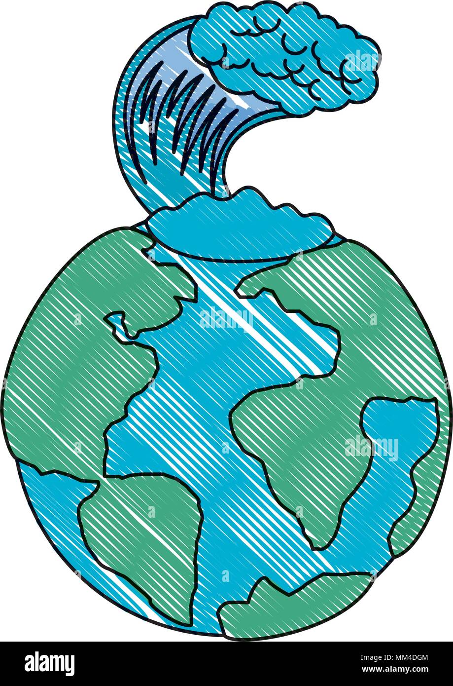 earth planet with tsunami natural disaster Stock Vector Image & Art - Alamy