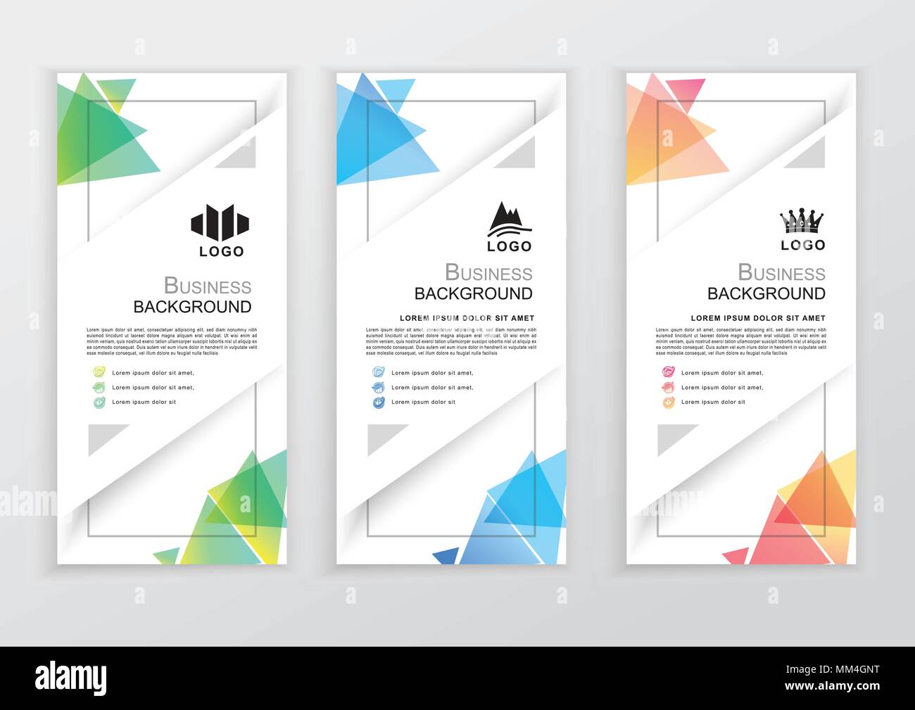 Set of business colorful banners. Triangle elements on white background ...