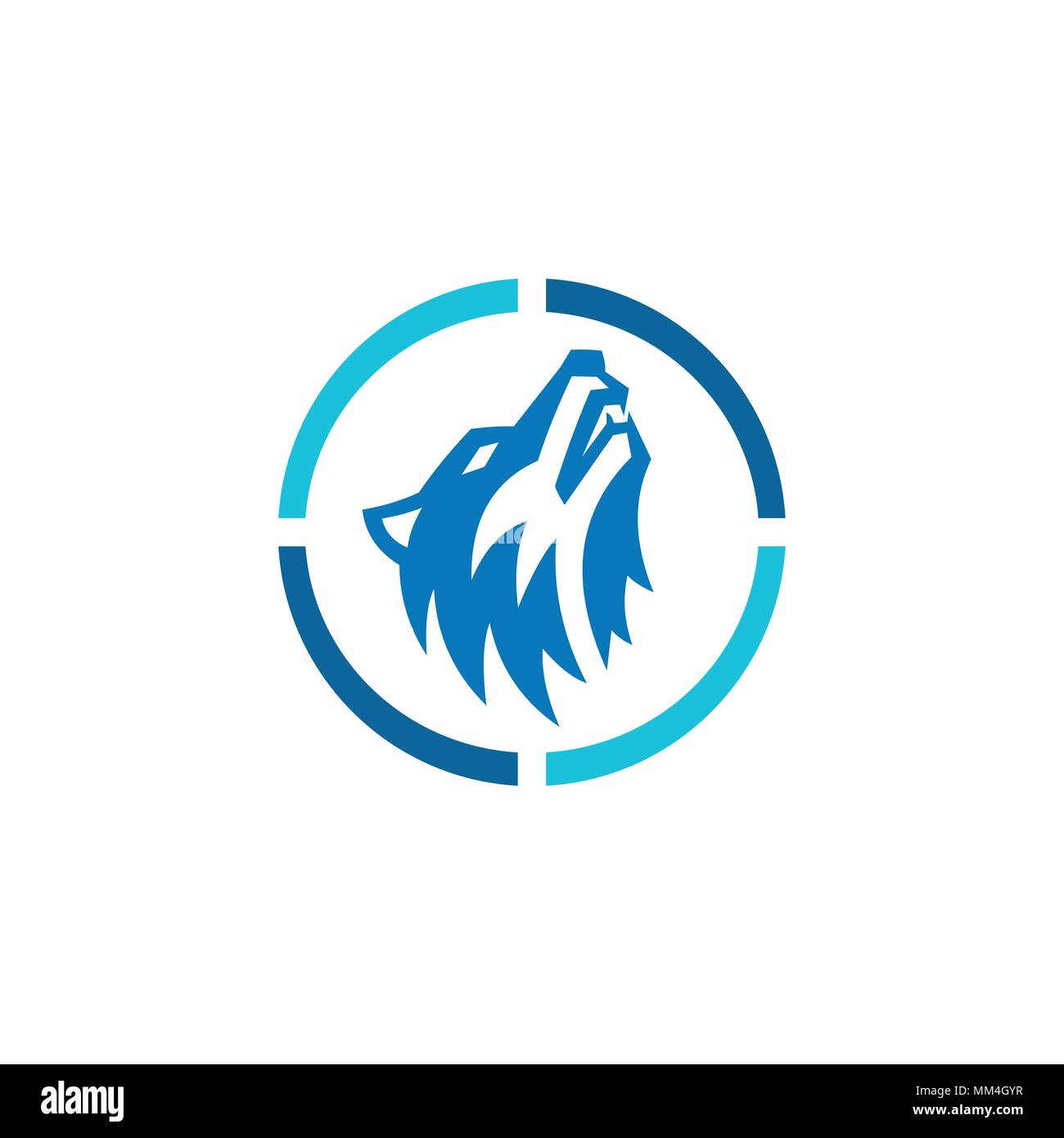 Blue Wolf Head Logo
