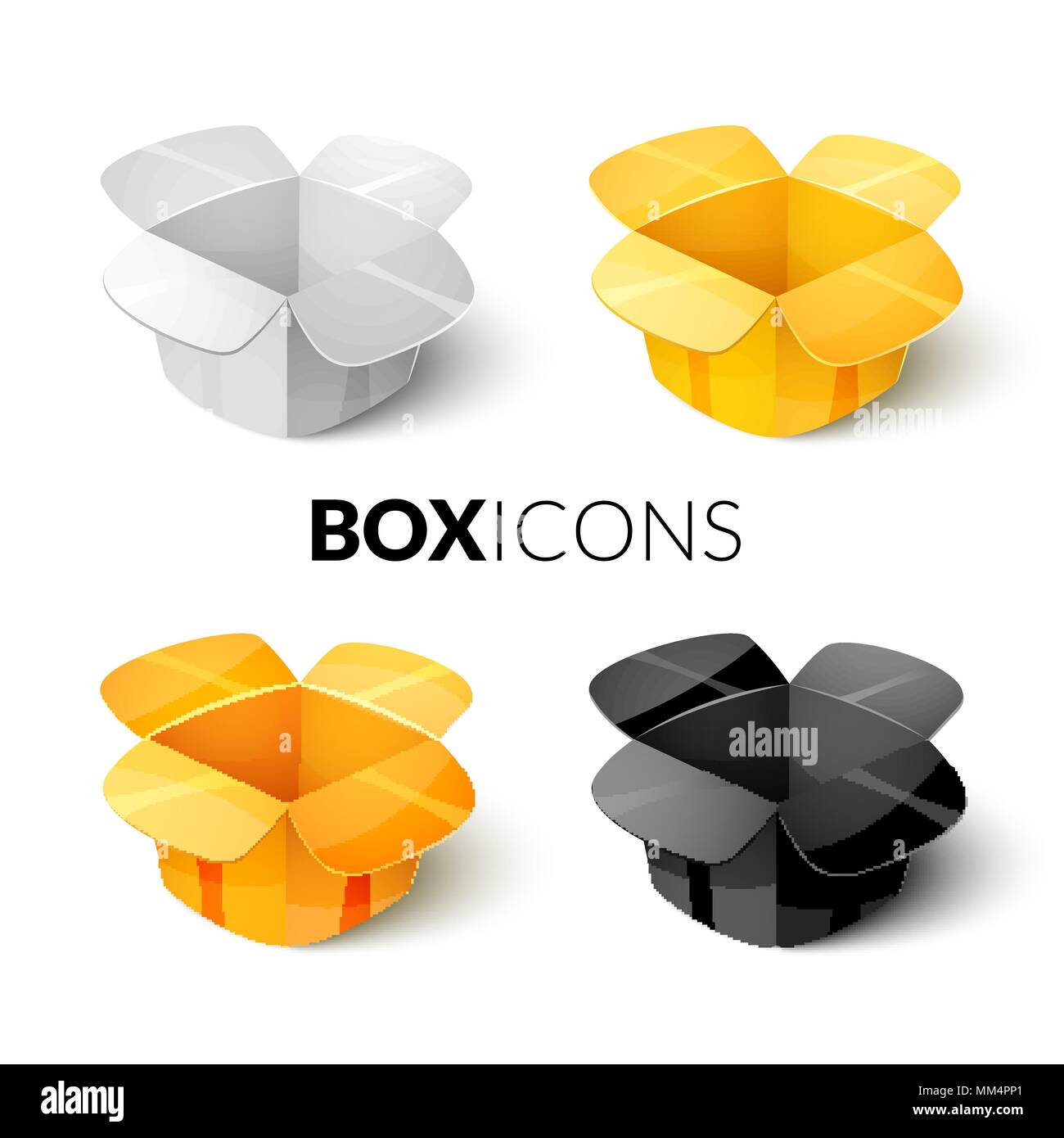 Empty cardboard packaging, open box icon in cartoon style Stock Vector ...