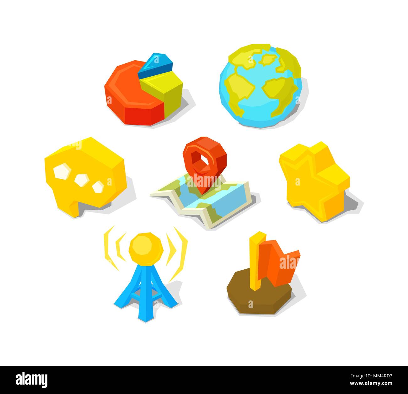 Universal vector icons in isometric, cartoon and low poly style Stock ...