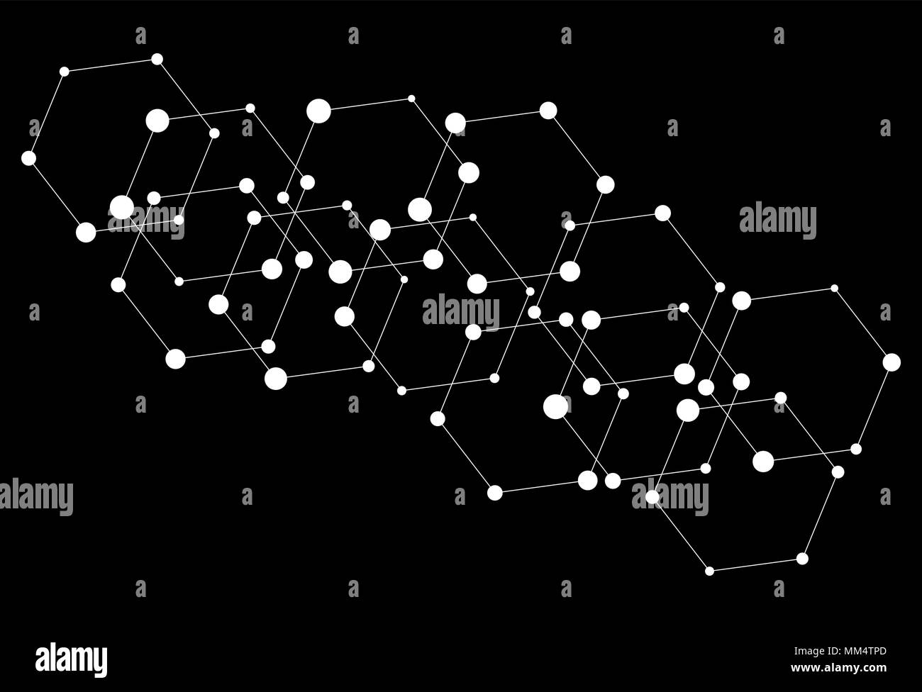 Connected hexagon illustration Black and White Stock Photos & Images ...