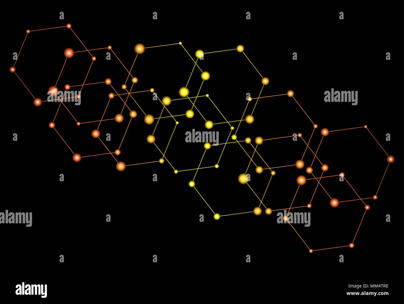 hexagon connected dots background, abstract molecule wallpaper Stock ...