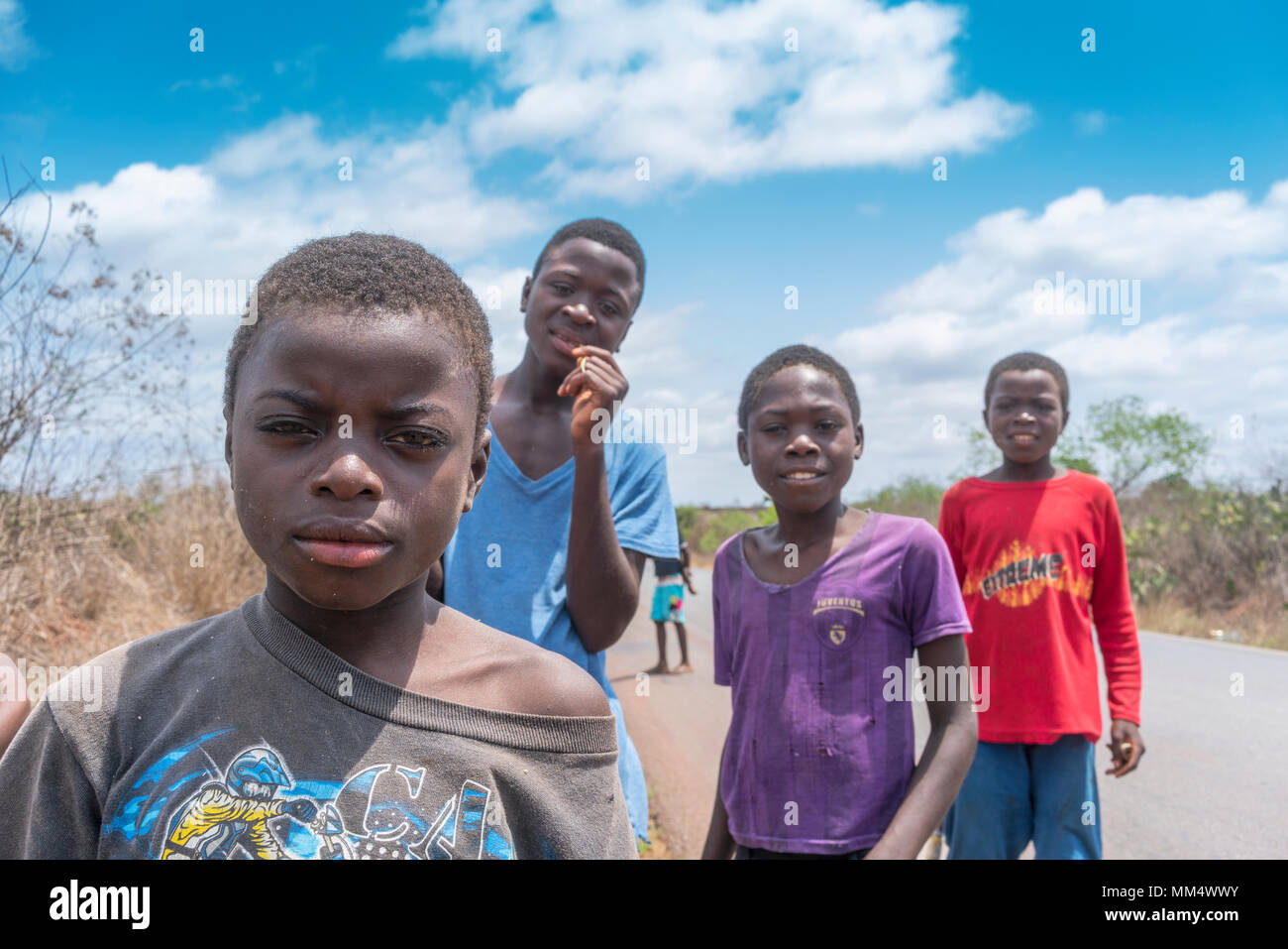 SUMBE/ANGOLA - 28OCT2017 - Portrait of rural African boys smiling Stock ...