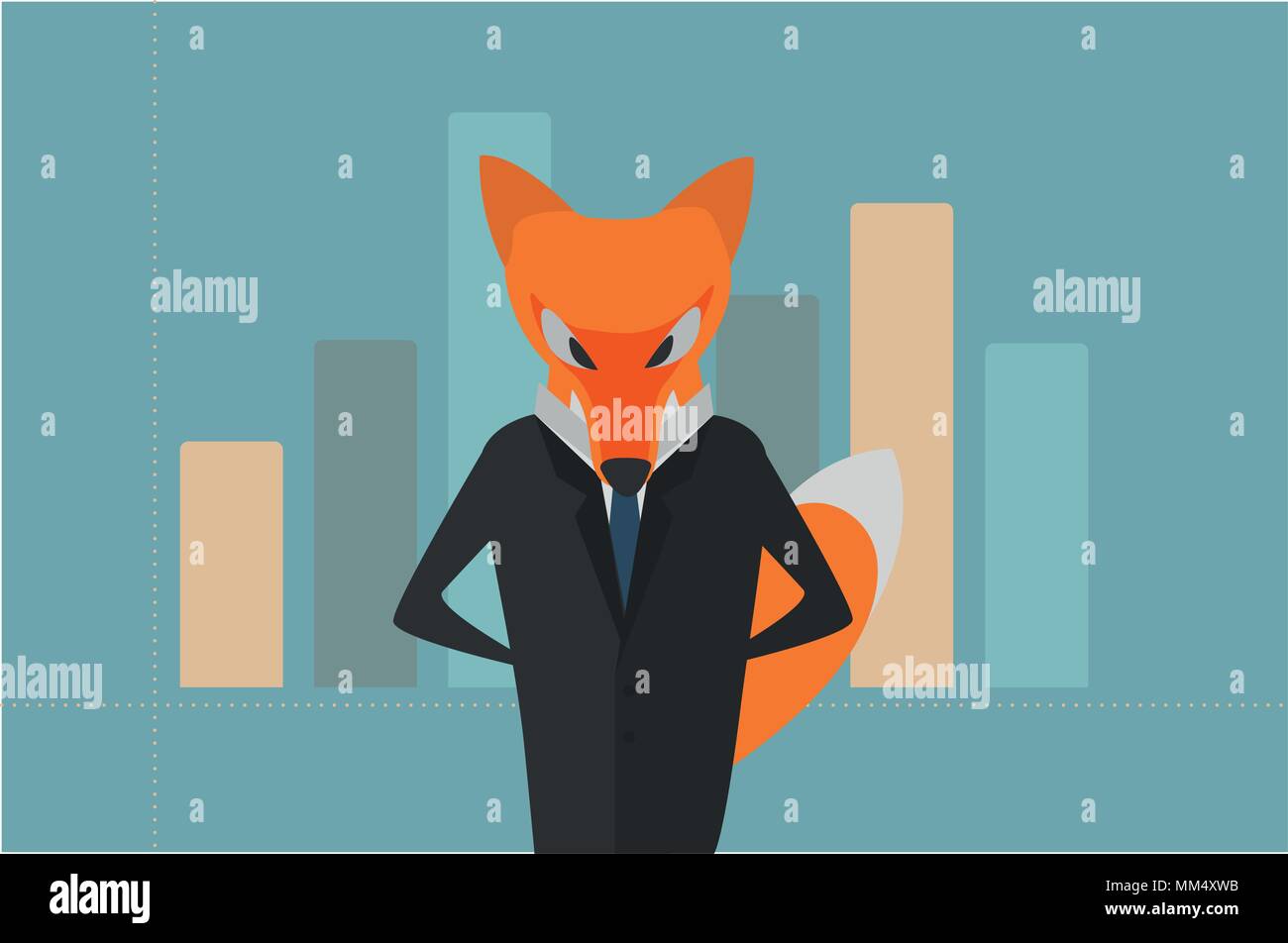 Vector Illustration. The Fox as Manager in Dark Suit Presenting a ...