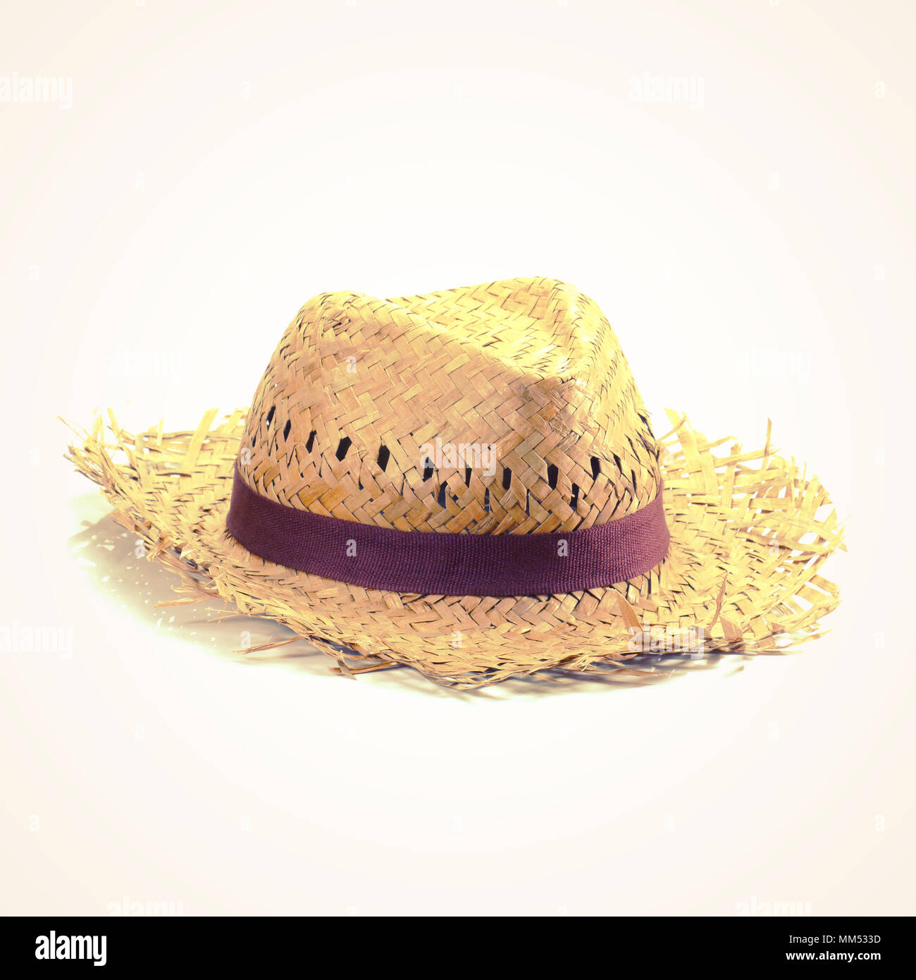 straw hat old vintage retro style Stock Photo - Alamy