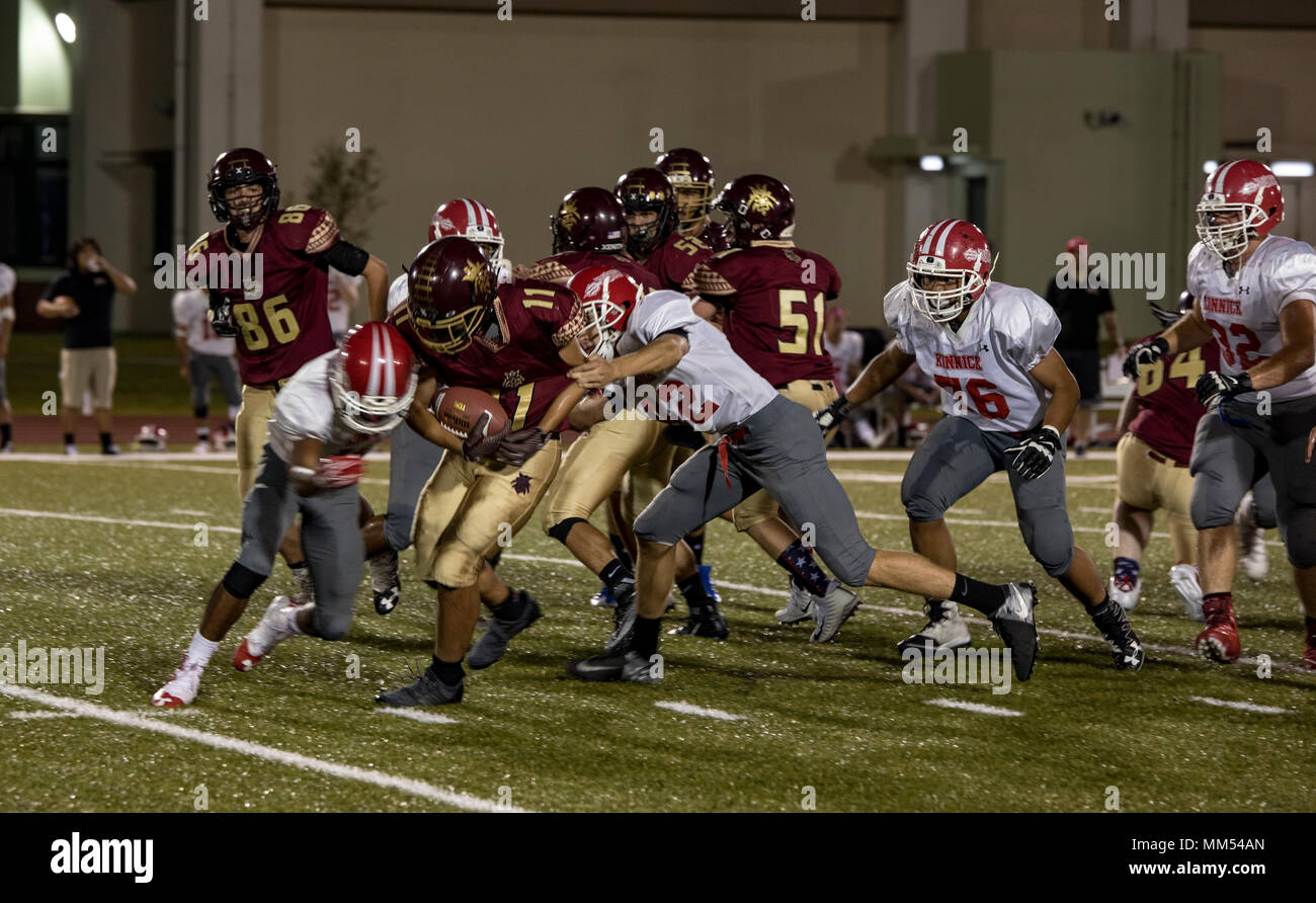 Elijah Lebron, a running back and linebacker with the Matthew C. Perry ...