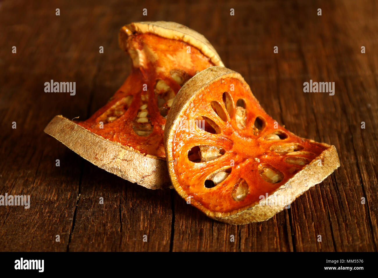 Close up slices of dried bael fruit Stock Photo - Alamy