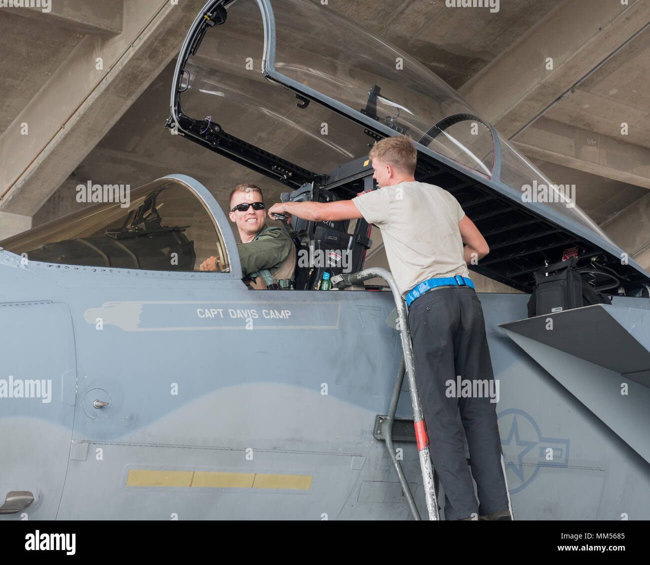 U.S. Air Force Capt. Maxwell Anthony, 44th Fighter Squadron F-15 Eagle ...