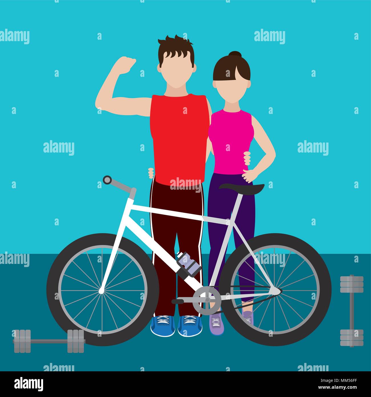 Fitness couple cartoon Stock Vector Image & Art - Alamy