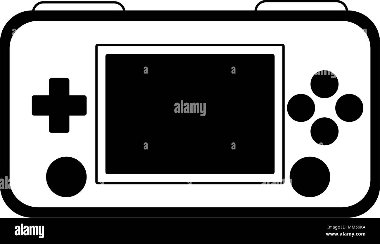 Portable videogame console technology on black and white Stock Vector ...
