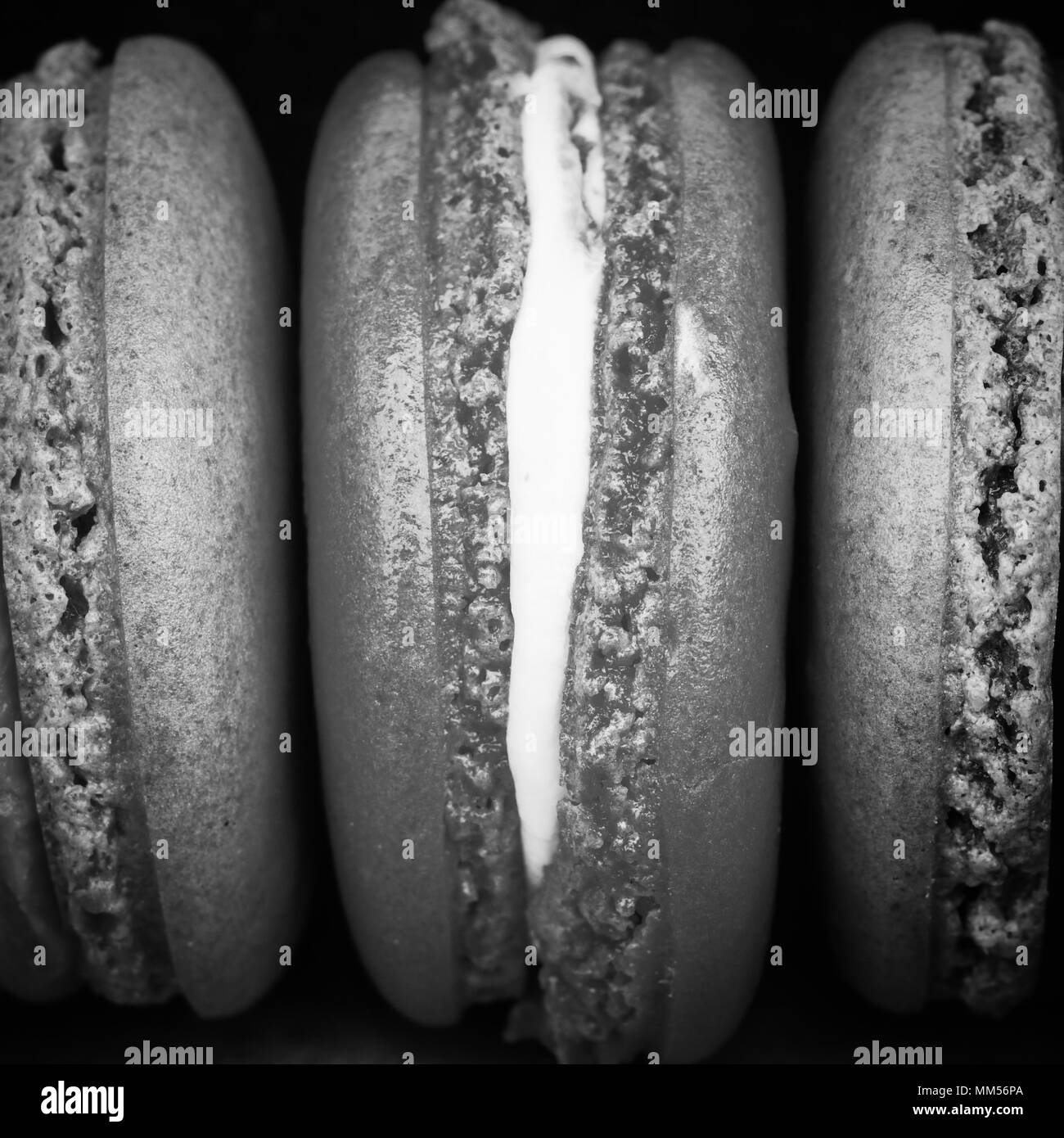 Chocolate macaron Black and White Stock Photos & Images - Alamy
