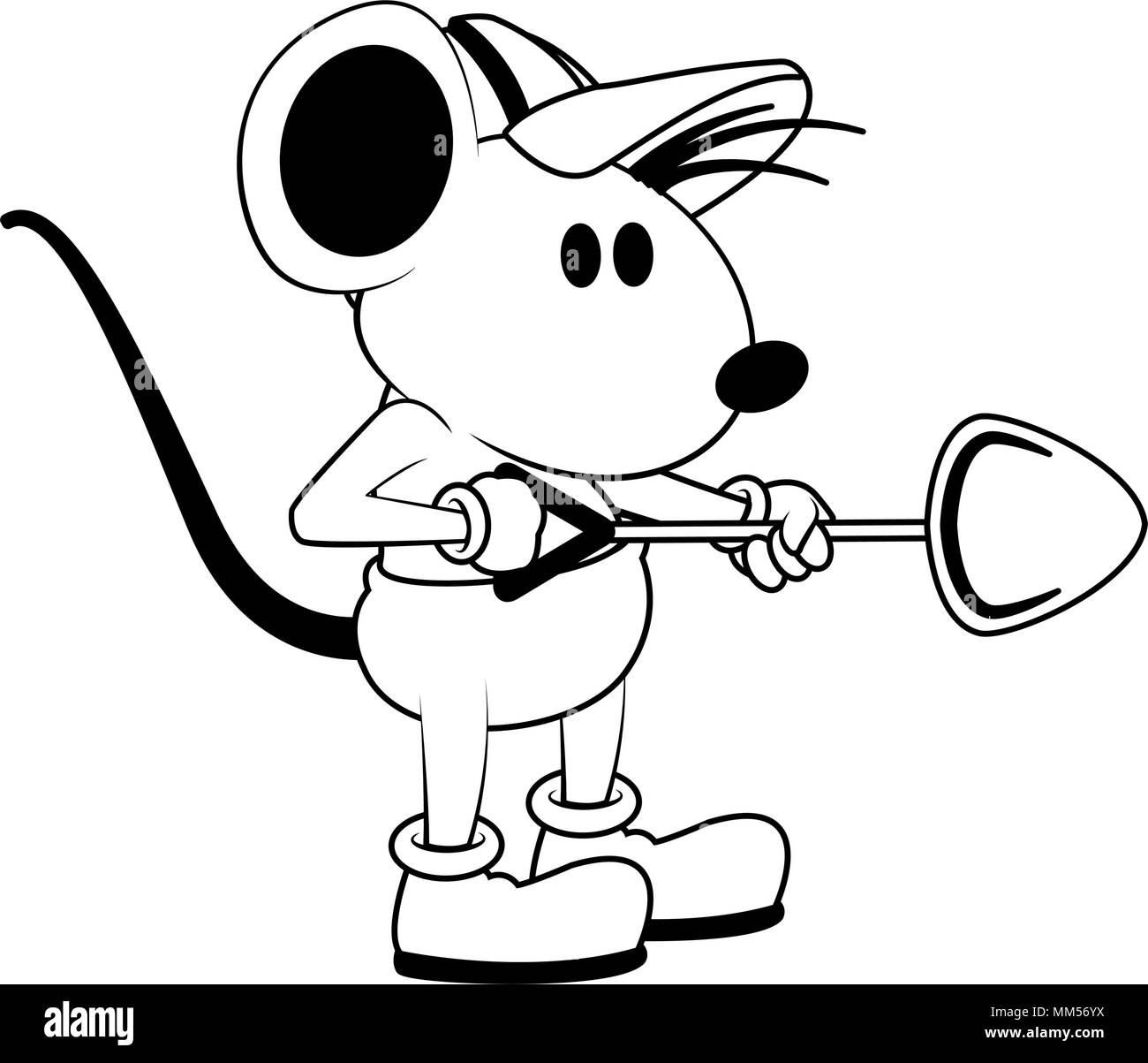 Worker mouse with shovel on black and white Stock Vector Image & Art ...