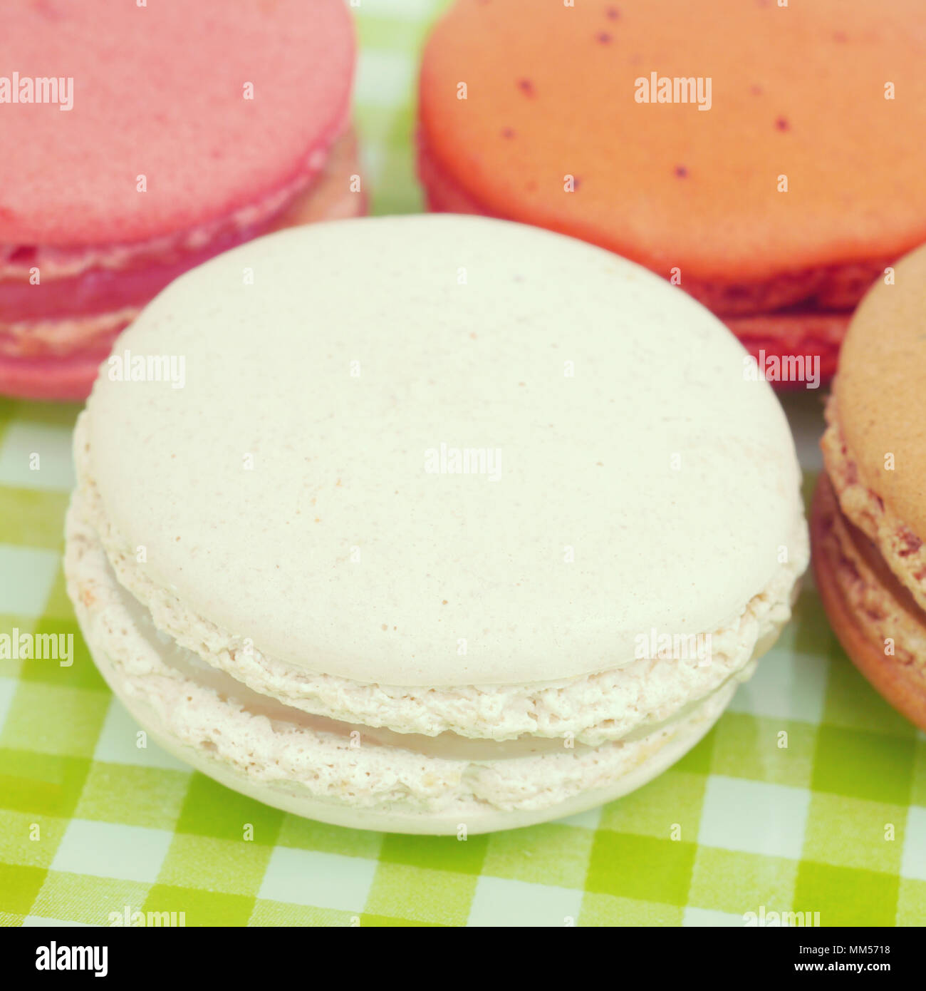 Sweet and colourful french macarons retro-vintage style Stock Photo - Alamy