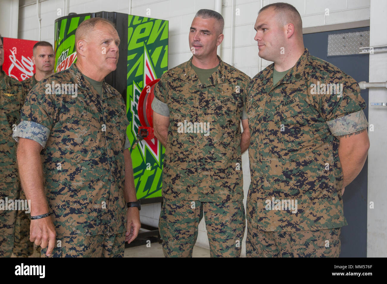 Commandant of the Marine Corps Gen. Robert B. Neller, left, speaks with ...