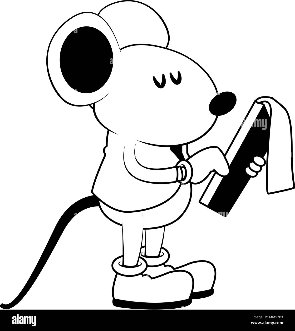 Worker mouse with paint bucket on black and white Stock Vector Image ...