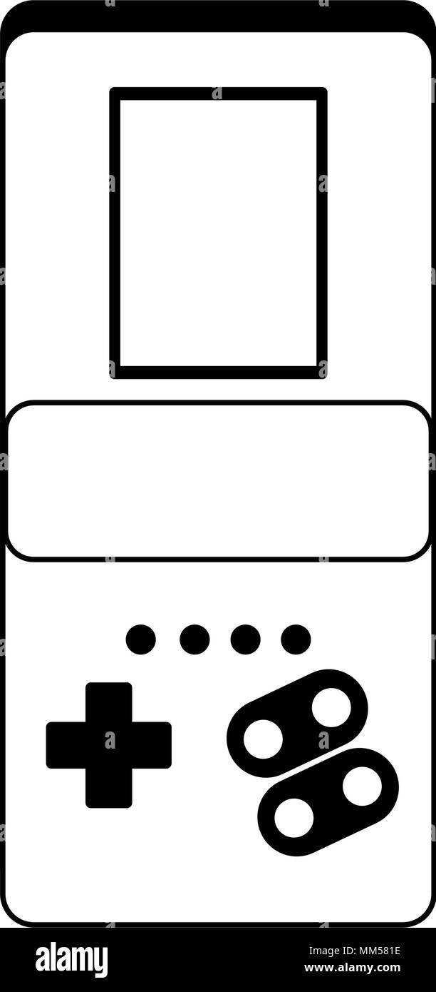 Portable videogame console technology on black and white Stock Vector ...