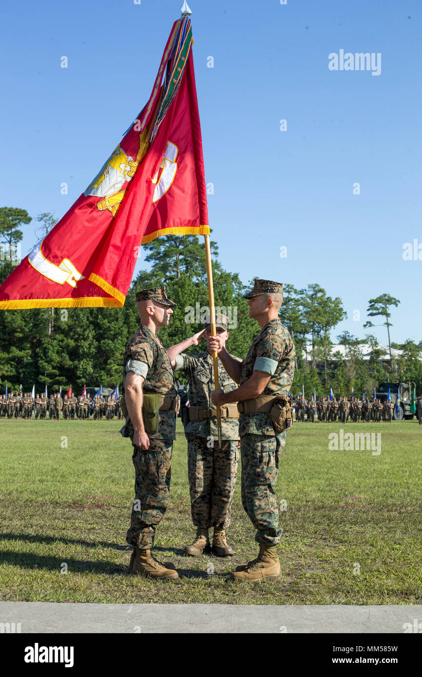 U.S. Marine Corps Col. Andrew M. Niebel, right, offgoing commanding ...