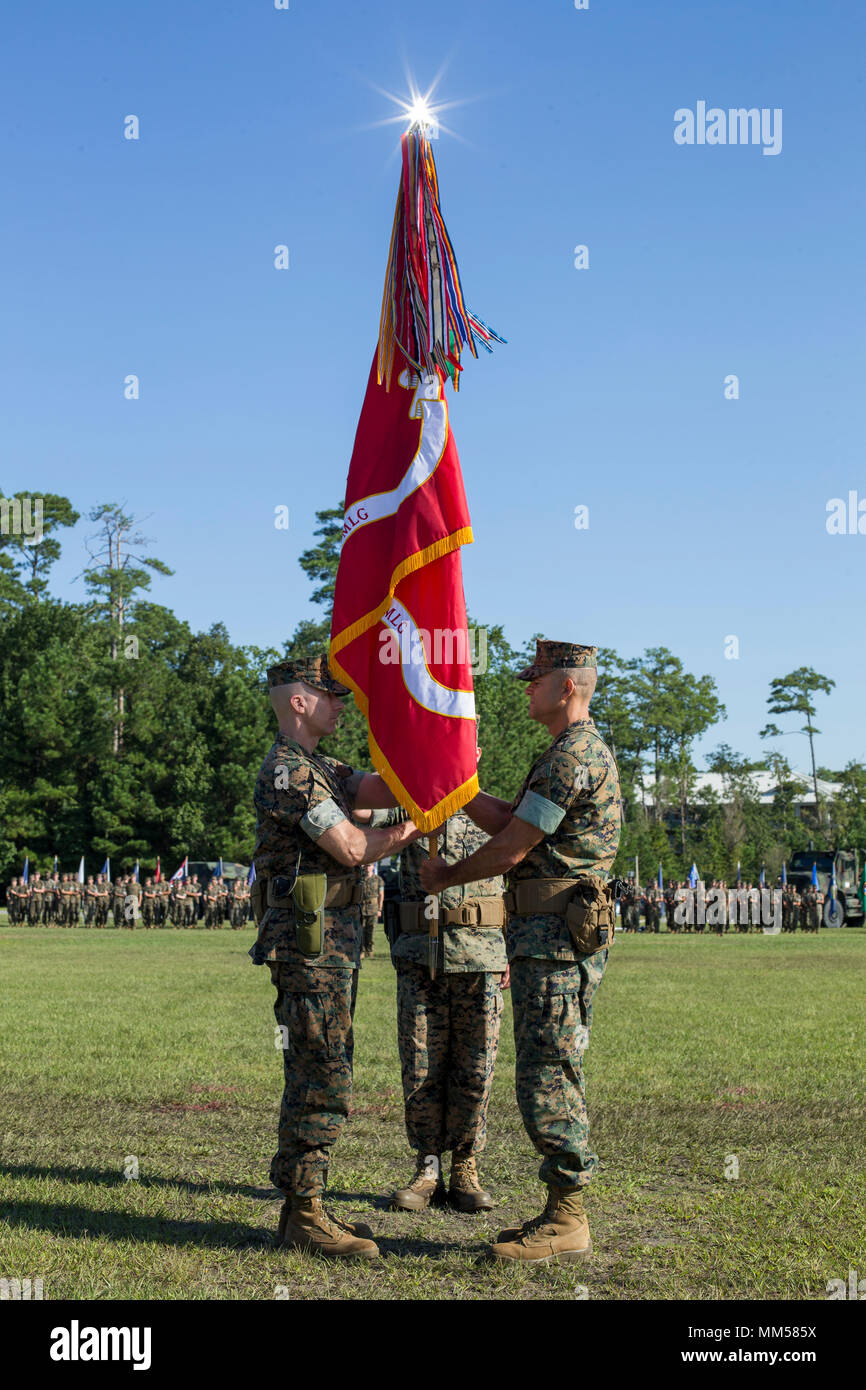 U.S. Marine Corps Col. Andrew M. Niebel, right, offgoing commanding ...