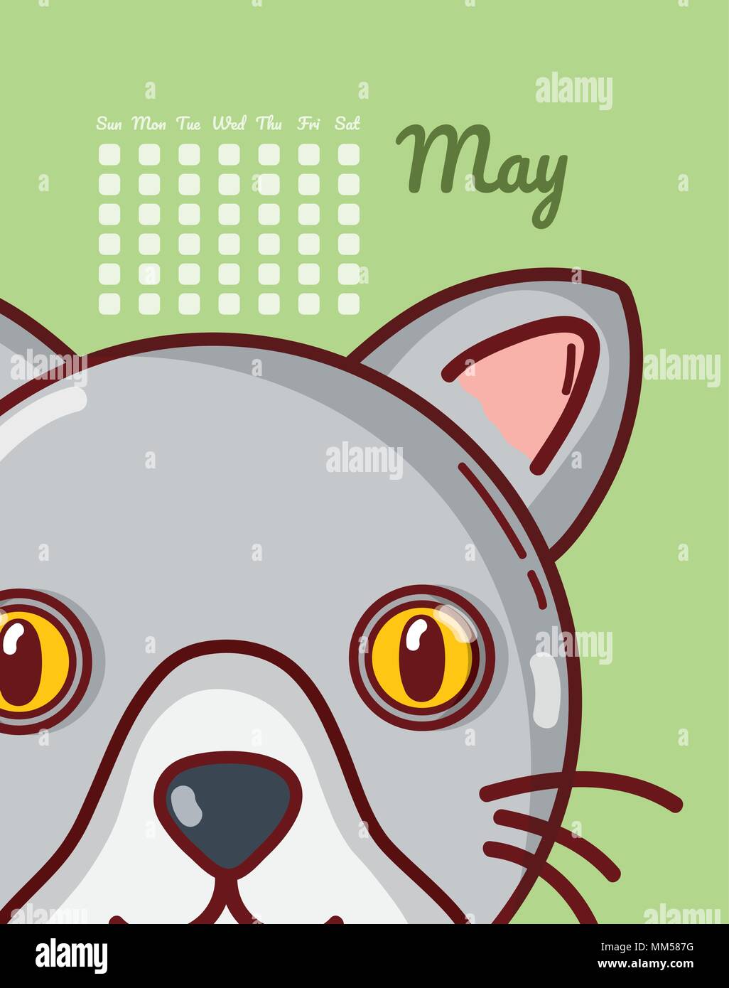 Cat and calendar cartoon concept Stock Vector Image & Art - Alamy
