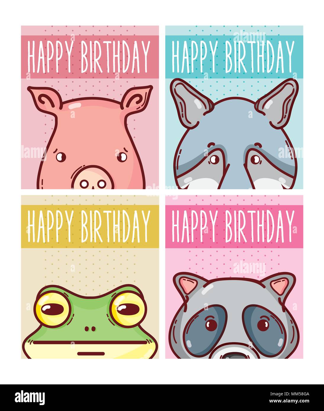 Set of happy birthday animals cards Stock Vector Image & Art - Alamy