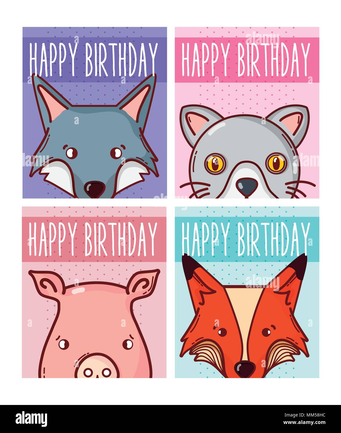 Happy birthday with animals Stock Vector Images - Alamy