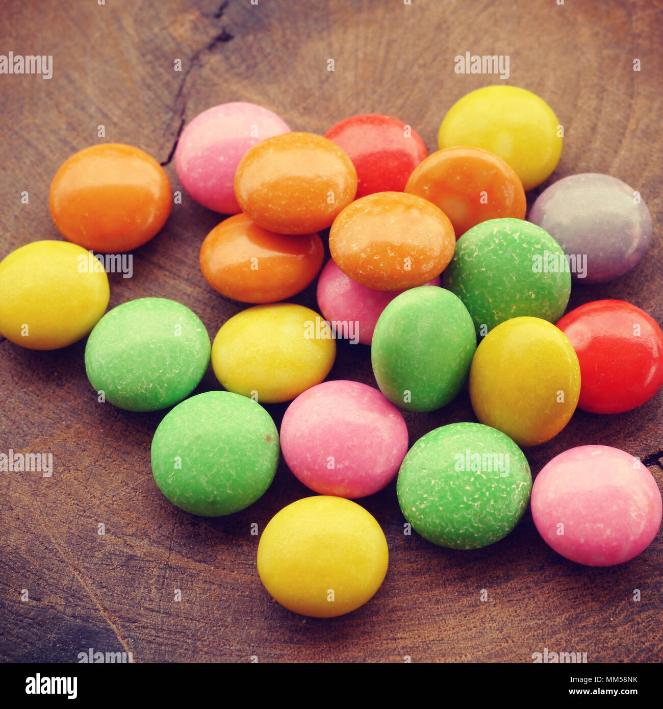 colorful chocolate coated candy old retro vintage style Stock Photo - Alamy