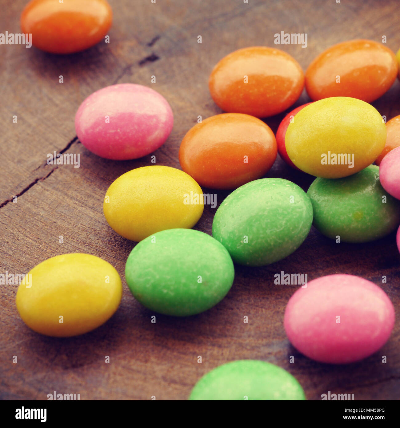 colorful chocolate coated candy old retro vintage style Stock Photo - Alamy