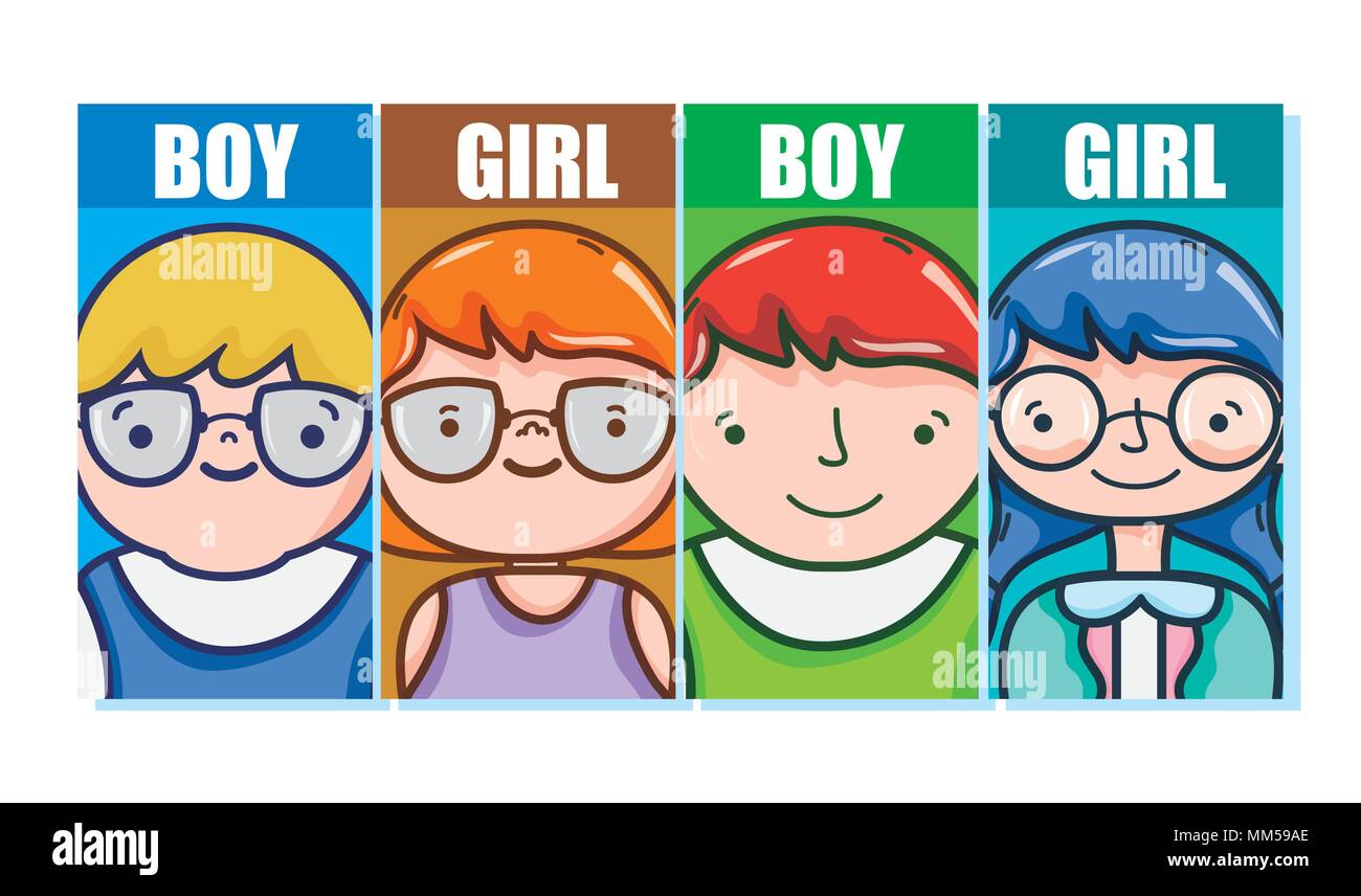 Boy and girl cartoons Stock Vector Image & Art - Alamy
