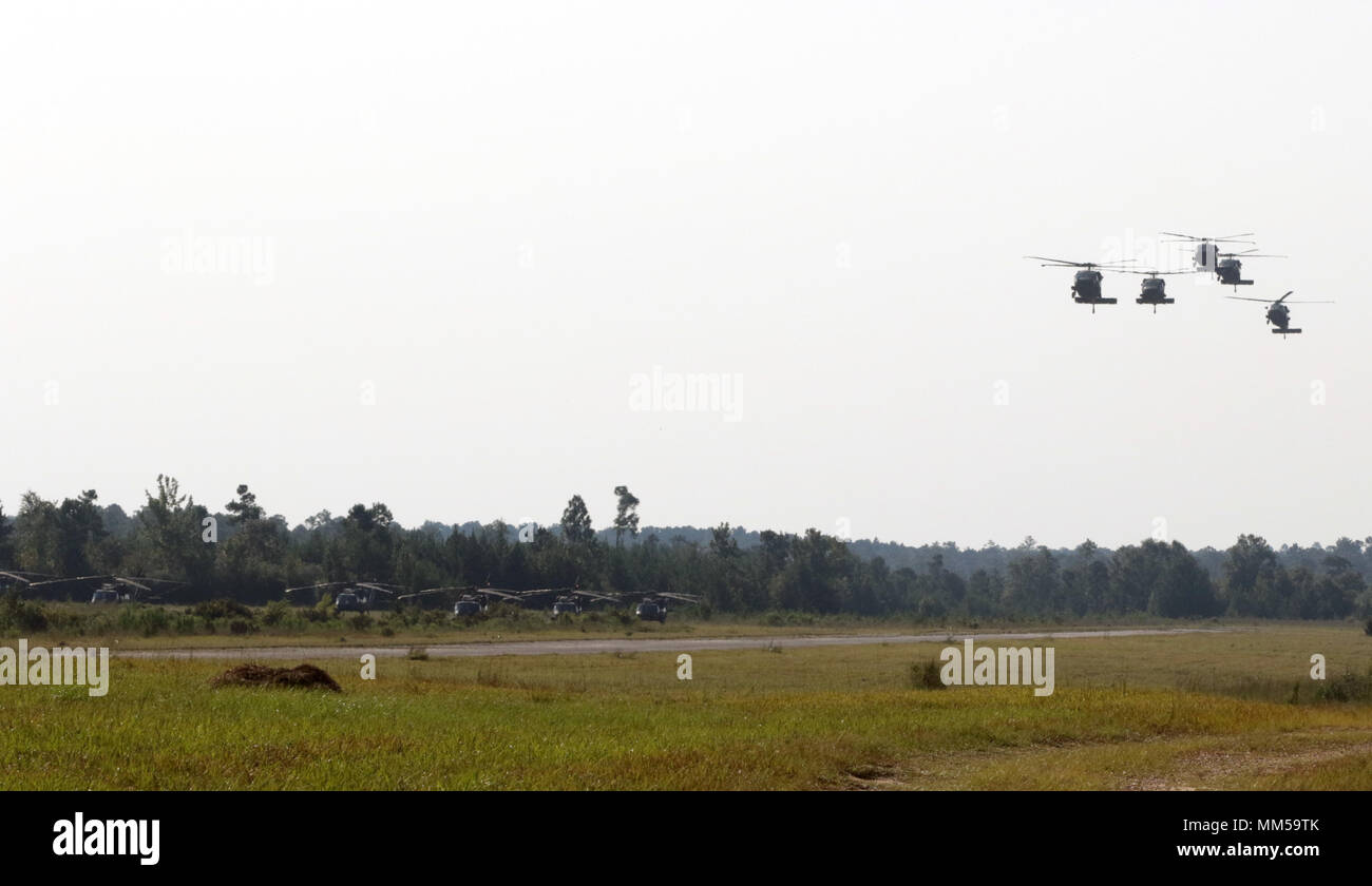 A flight of UH-60M Black Hawks descend on Camp Shelby Joint Force ...