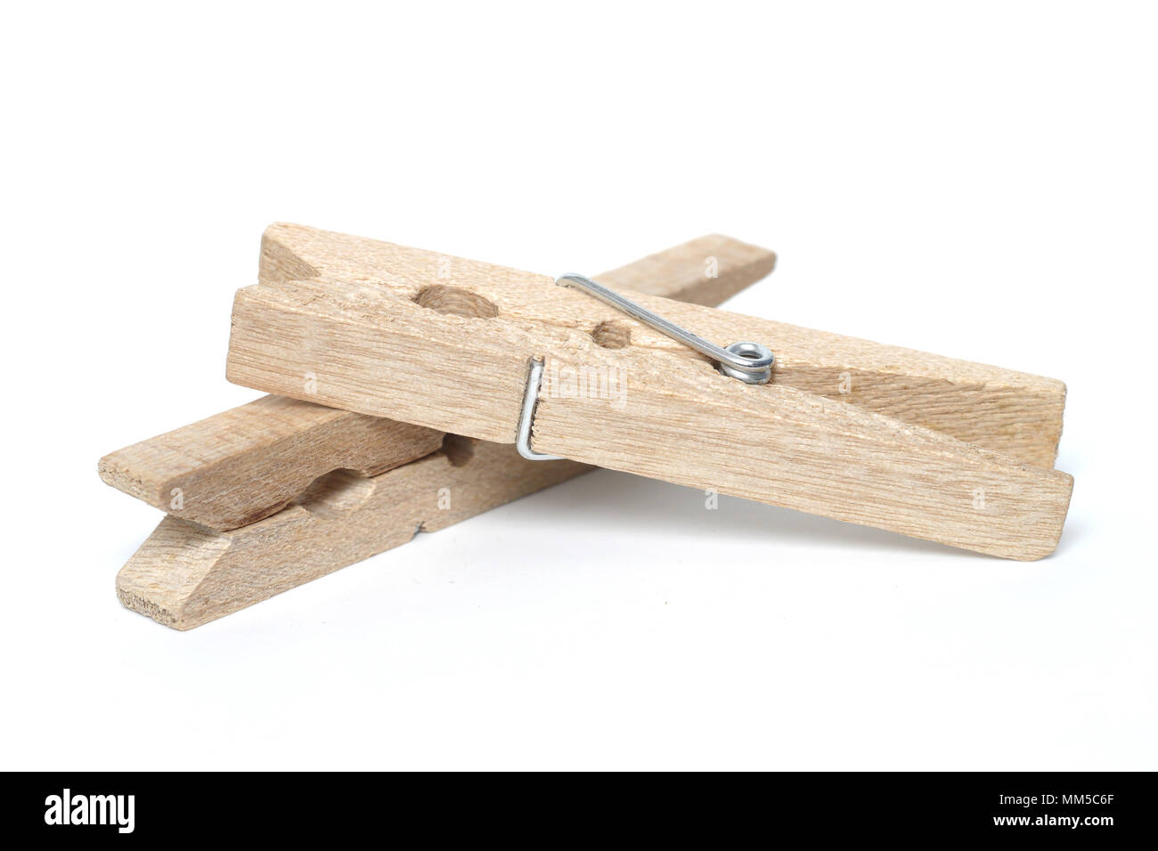 Wooden clothes peg isolated on a white background Stock Photo - Alamy