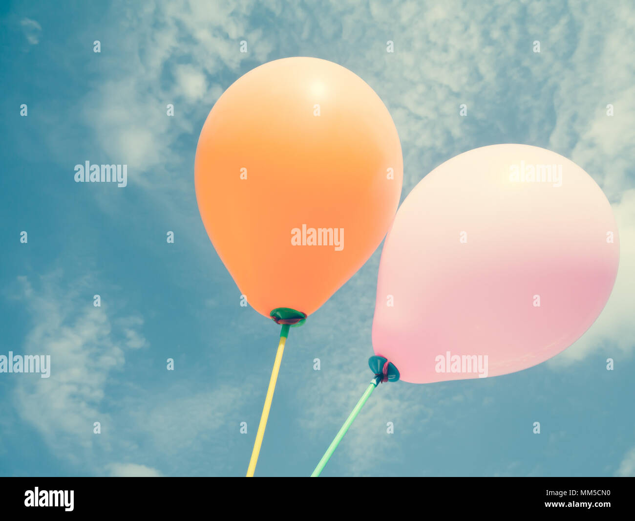 Balloons in the sky with filter effect retro vintage style Stock Photo ...