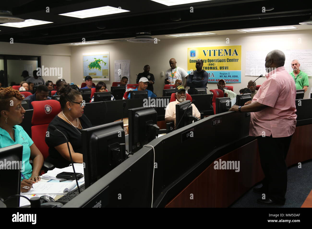 Virgin Islands Governor Kenneth Mapp addresses the directors of each ...