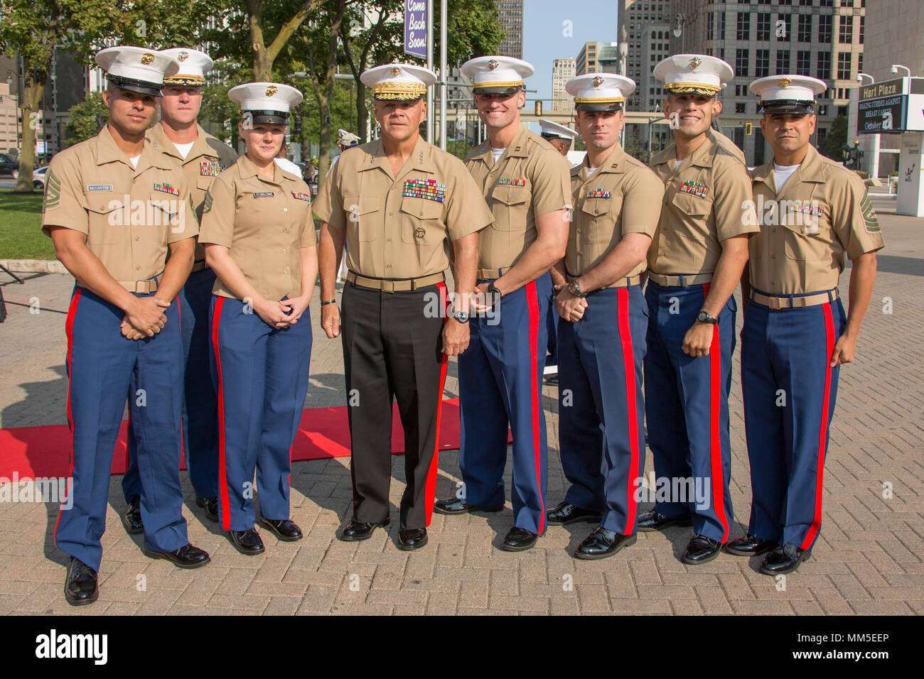 Commandant of the Marine Corps Gen. Robert B. Neller, center, poses for ...