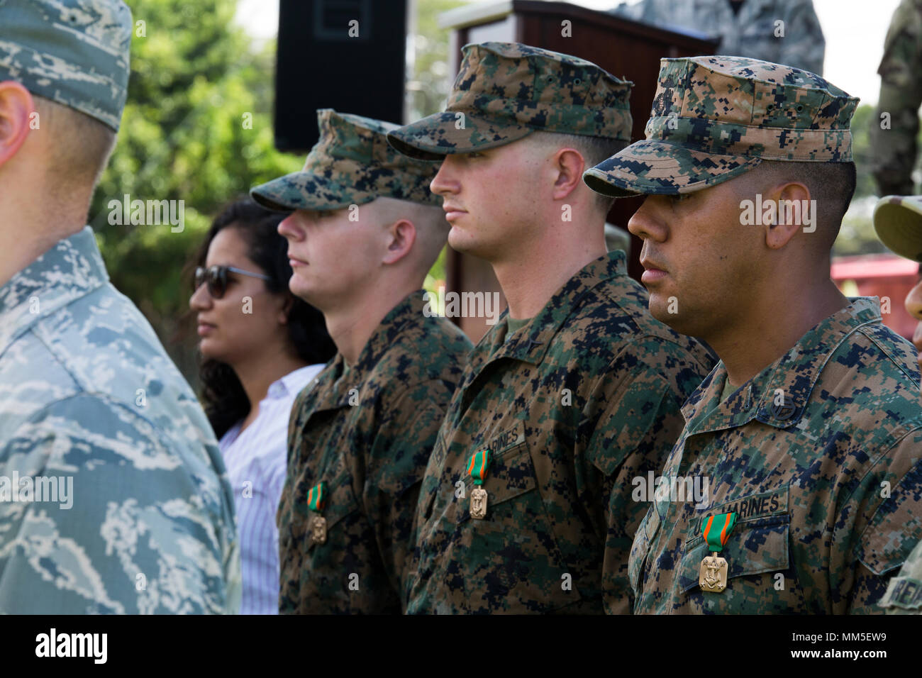 U.S. Marines Lance Cpl. Dylan A. McCann, left, an airframe mechanic ...