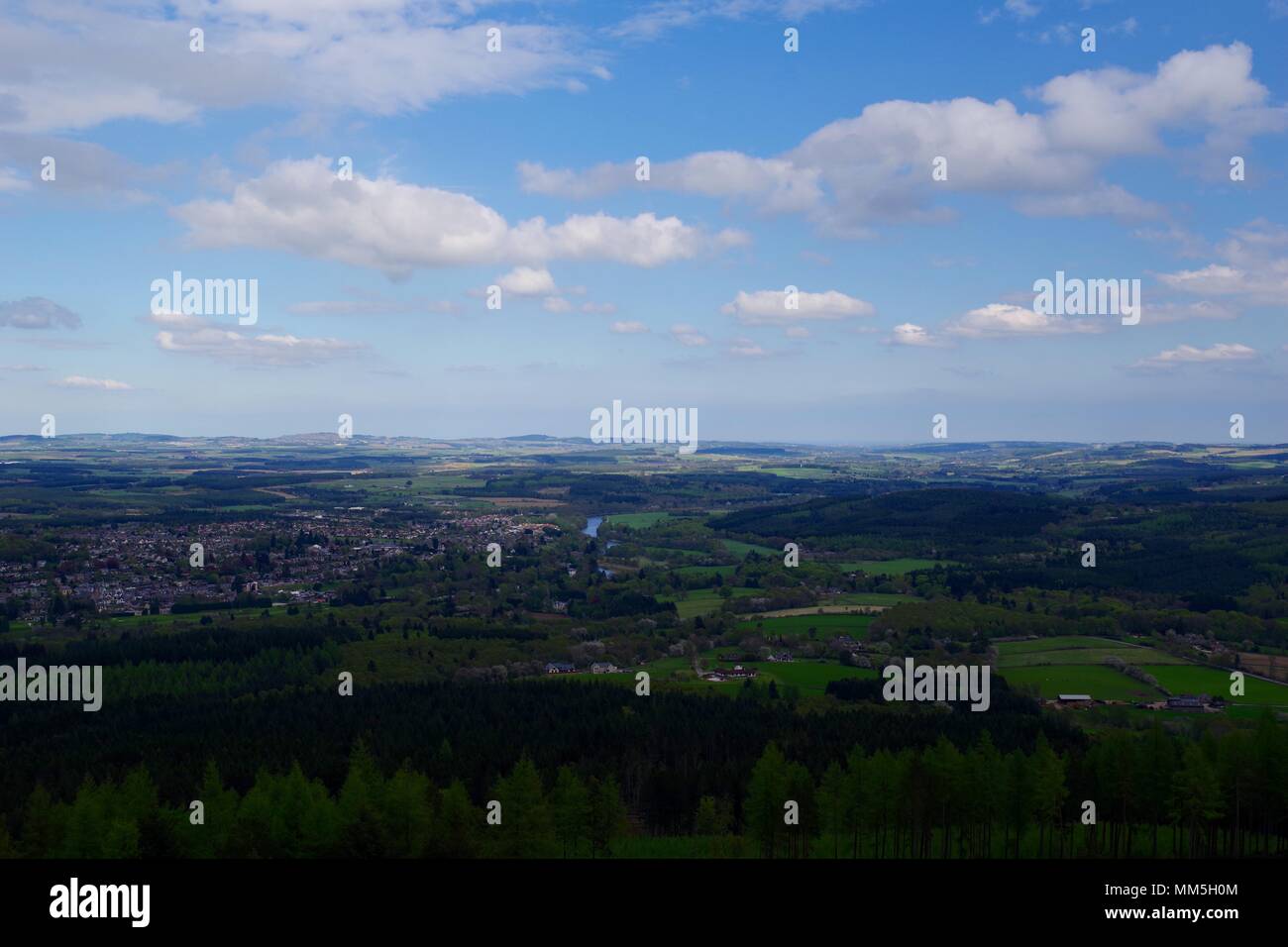 View from Scotty Tower over Banchory and Dee Valley Farmland ...